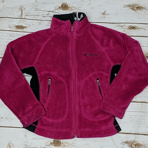 Columbia | Jackets & Coats | Columbia Fuzzy Pinkblack Jacket Girls 78 ...